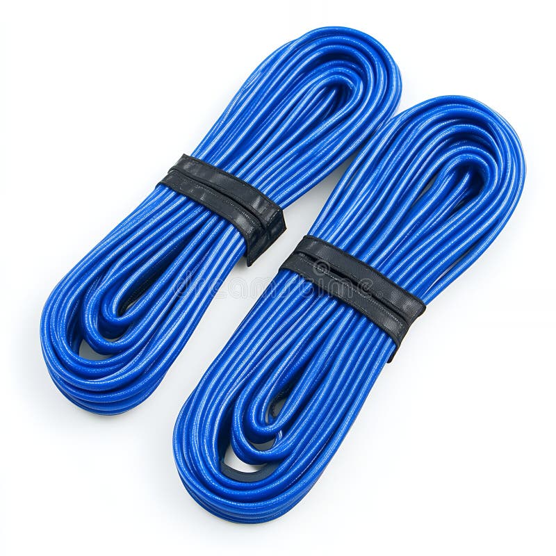 Two Rolls of Blue Cord with Black Ties Stock Illustration ...