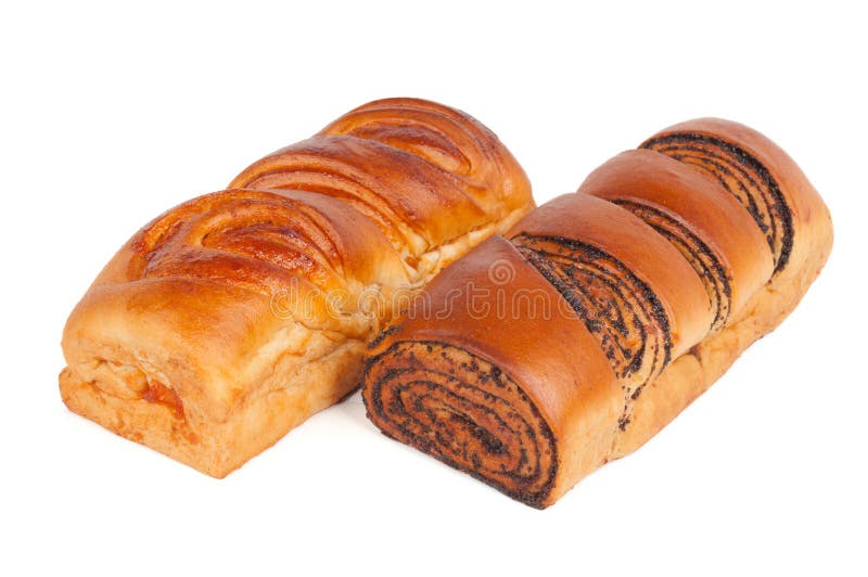 Two rolls over white stock photo. Image of poppy, puffpastry - 27617406