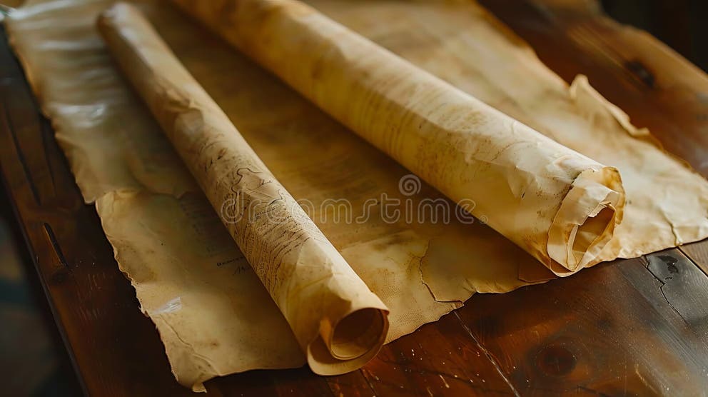 Two Rolls of Parchment Paper on a Wooden Table Stock Photo - Image of ...
