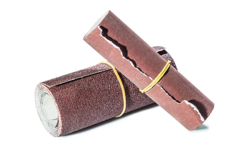 Two Rolls of Sand Paper Isolated on White Stock Image - Image of rough ...