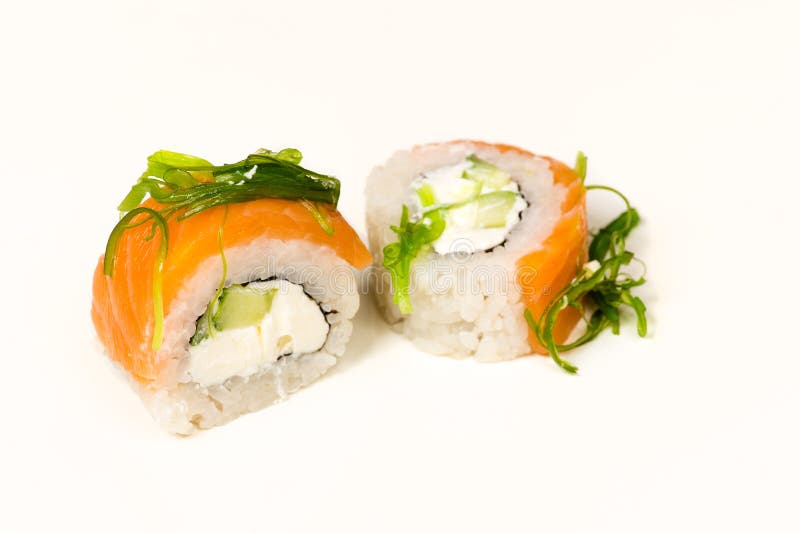 Two Rolls with Seaweed Closeup Stock Photo - Image of traditional ...