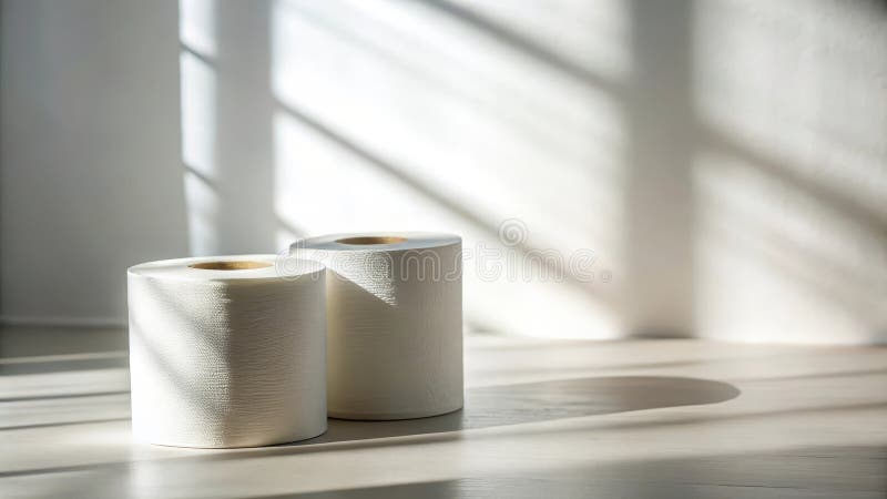 Two Rolls of Soft White Tissue Paper in Sunlight. Generative AI Stock ...