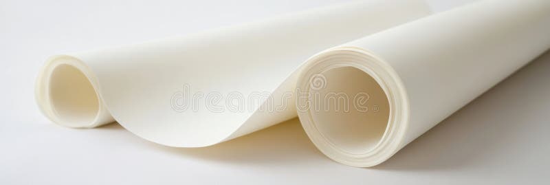 Two Rolls of White Paper Rest on a Clean White Surface. Stock Photo ...