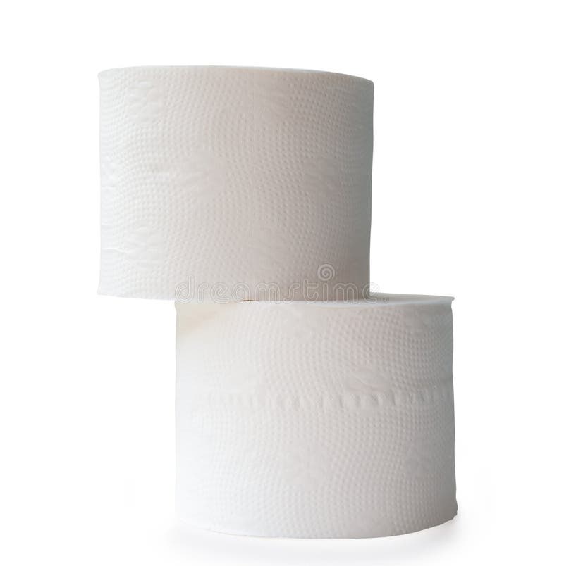Two Rolls of White Tissue Paper or Napkin is Stack Isolated on White ...
