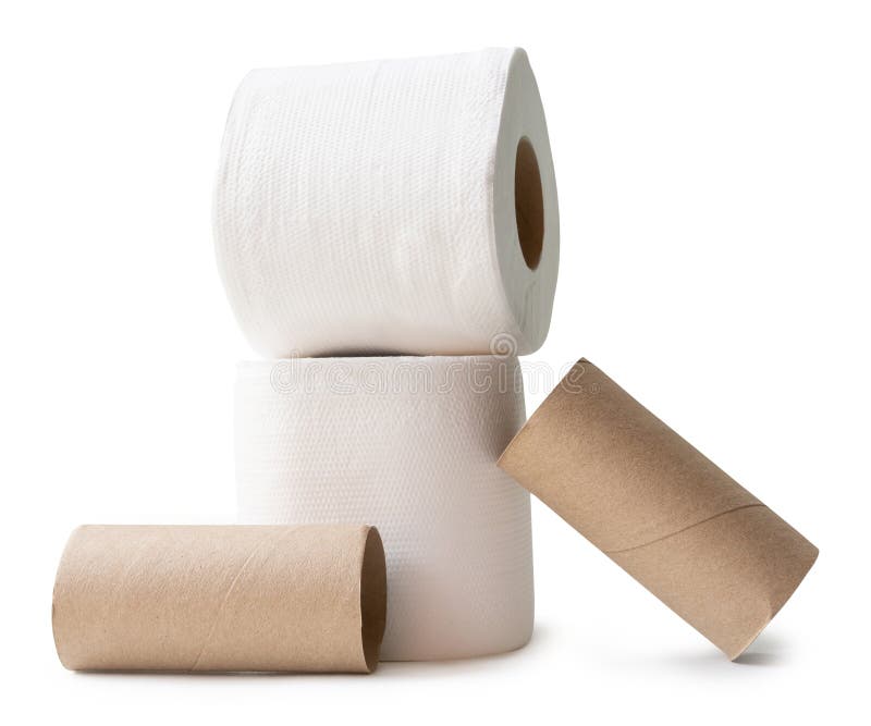 Two Rolls of White Tissue Paper or Toilet Paper in Stack Isolated on ...