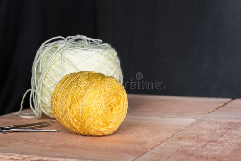 Rolls of Yellow and White Yarn To Crochet Stock Image - Image of still ...