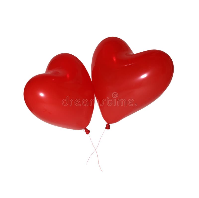 Two Red Heart Shaped Balloons Isolated White Background Stock Photos ...