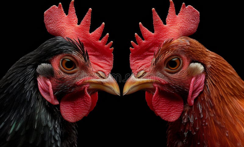 Two Roosters Facing Each Other Stock Image - Image of wildlife ...