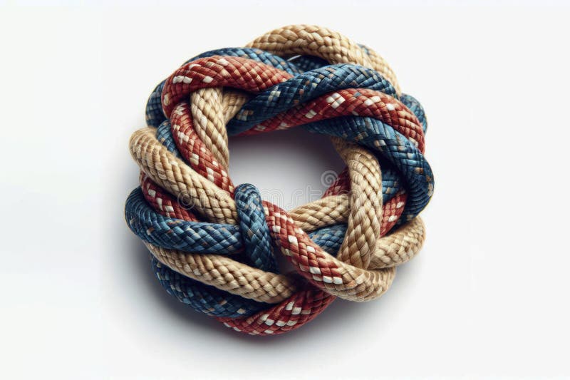 Two Ropes of Different Colors Tied into a Knot Isolated on Solid a ...