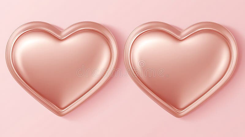 Two Rose Gold Hearts on Pink Background Stock Illustration ...