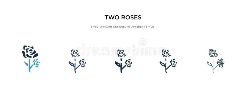 Two Roses Icon in Different Style Vector Illustration. Two Colored and ...