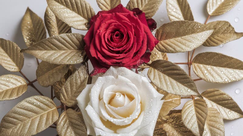 Two Roses are on a Leafy Background Stock Illustration - Illustration ...