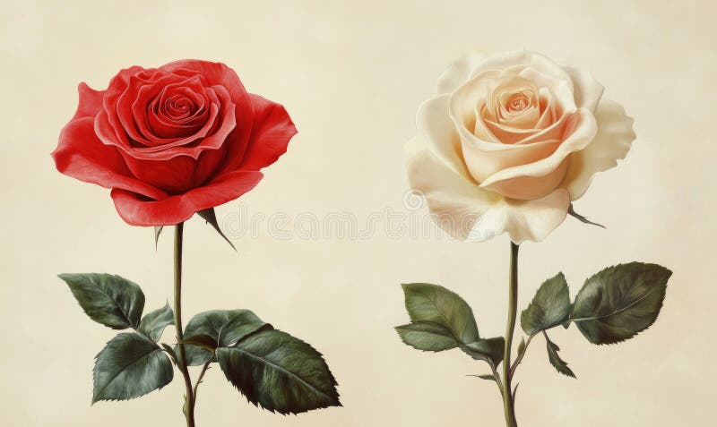 Two Roses One Red White Shown Stock Photos - Free & Royalty-Free Stock ...