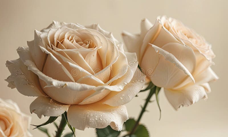 Two Roses are Shown in a Close Up, One is on the Left and the Other on ...