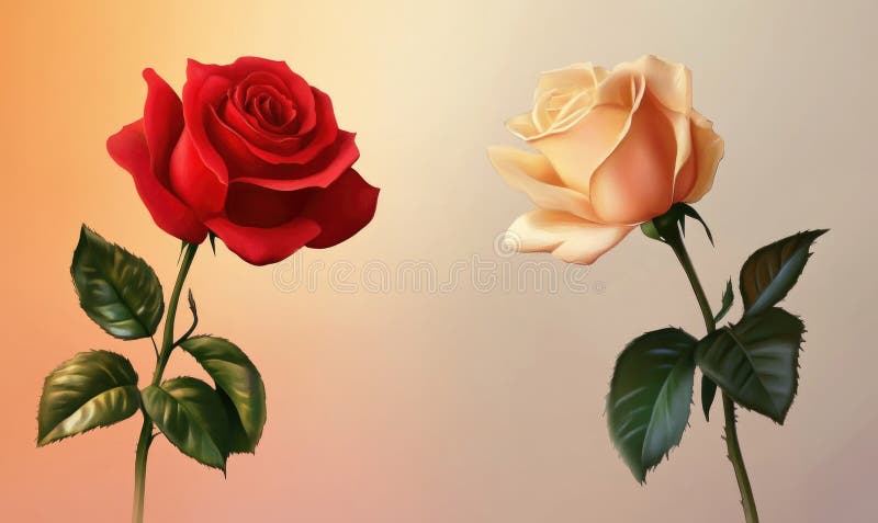 Two Red Roses Shown White Background Stock Photos - Free & Royalty-Free ...