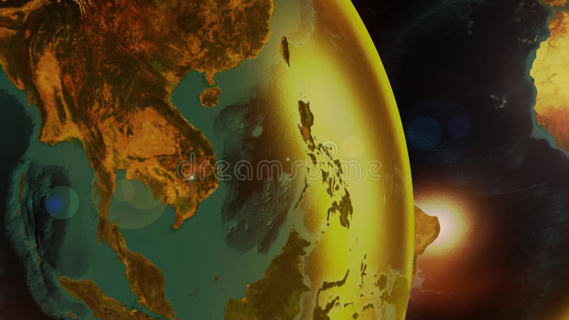 Two Rotating Earths Side by Side. Parallel Universe Concept. 3D ...