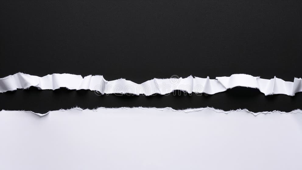Two Rough Lines of Paper on Black Creating a Layered Effect Stock ...