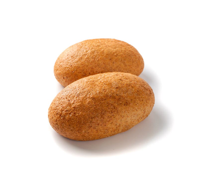 Two Round Brown Buns Isolated on White Background Stock Image - Image ...