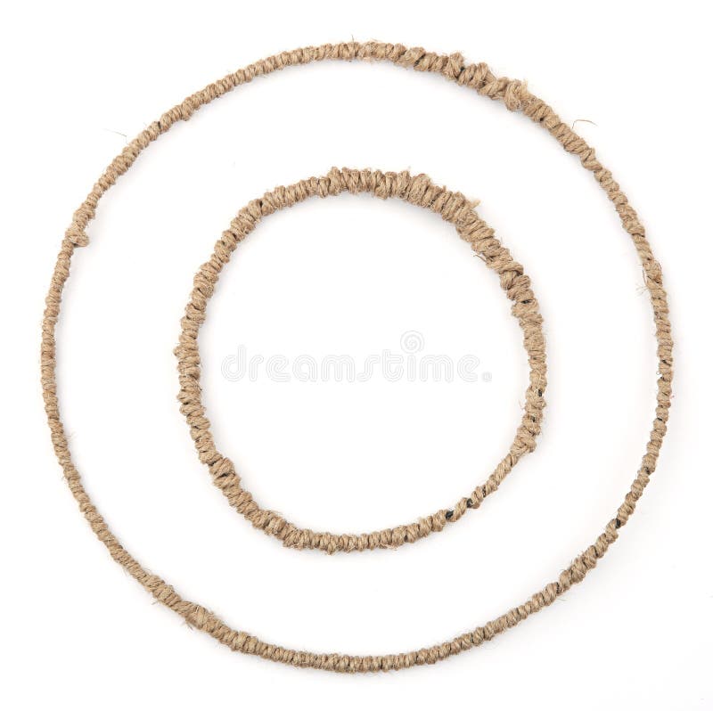 Two Round Frames Made of Linen Rope String Isolated on White Background ...