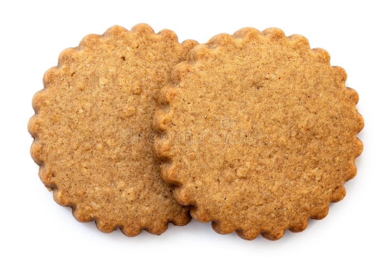 Two Round Gingerbread Biscuits Isolated on White from Above. Serrated ...