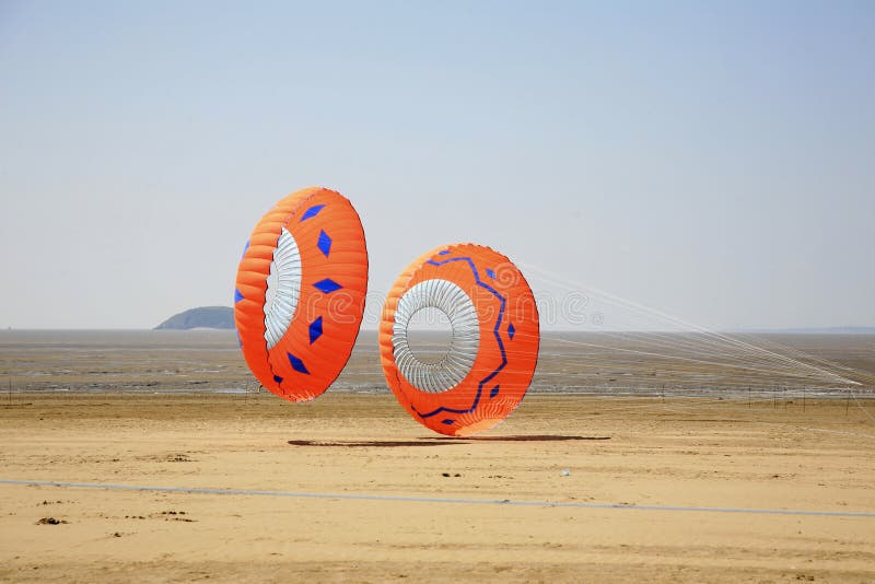 Two round kites stock photo. Image of coast, steep, sandy - 32192030