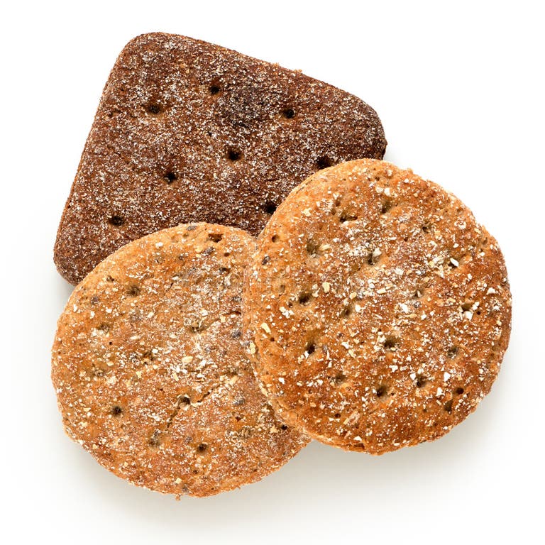 Two Round Oat Wheat Flat Breads and One Square Rye Flat Bread Isolated ...