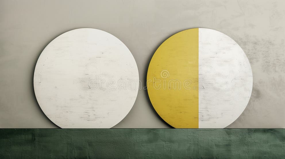 Two Round Objects with a Yellow and White Stripe in the Middle ...