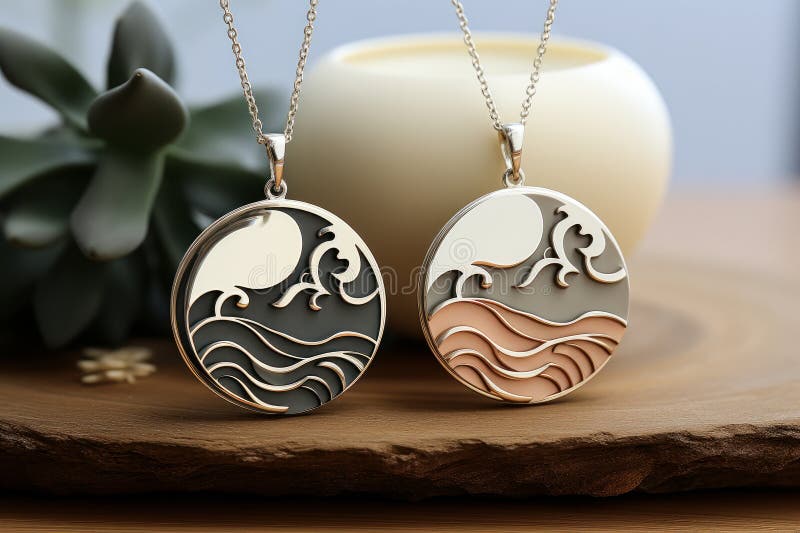 Two Round Pendants with Abstract Wave Designs Stock Illustration ...
