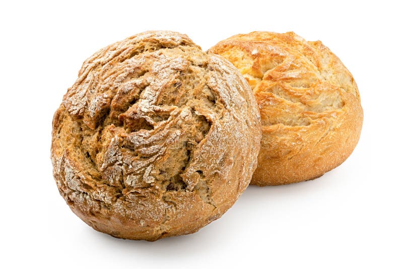 Round Rustic Whole Wheat Bread Roll Isolated on White Stock Photo ...