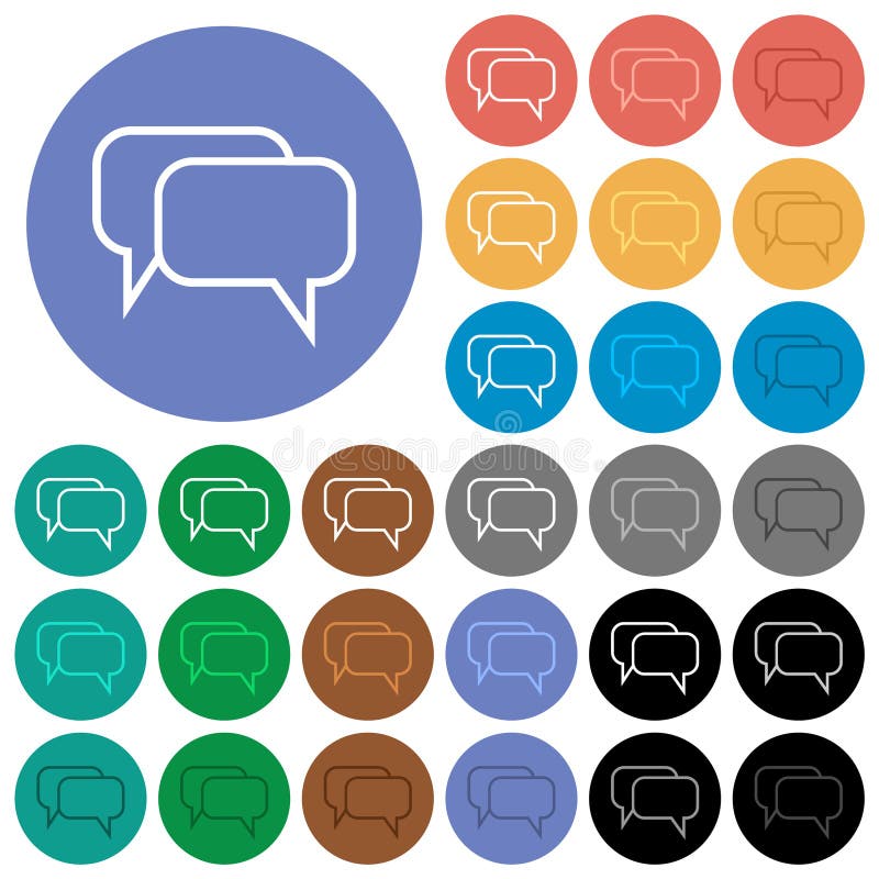 Two Rounded Square Chat Bubbles Outline Round Flat Multi Colored Icons ...