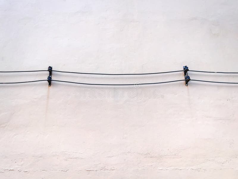 Rows of Electrical Power Cables on White Wall Stock Photo - Image of ...