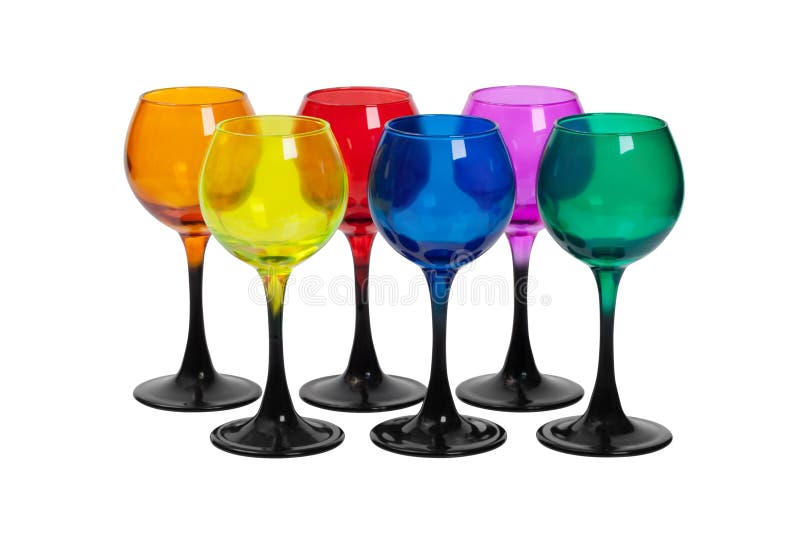 Two Rows of Glasses Made of Colored Glass. Stock Photo - Image of view ...