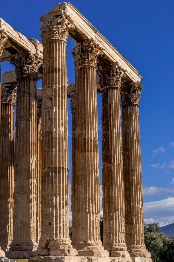 Greek columns in Athens stock image. Image of architecture - 103423323