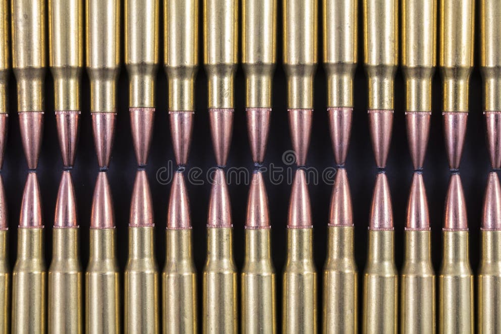 Two Rows of Rifle Rounds Touching Stock Image - Image of police ...