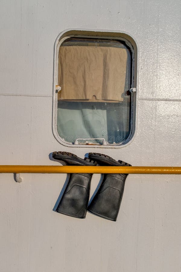 Two Rubber Boot on Top a Ship Stock Image - Image of navigation, dirty ...