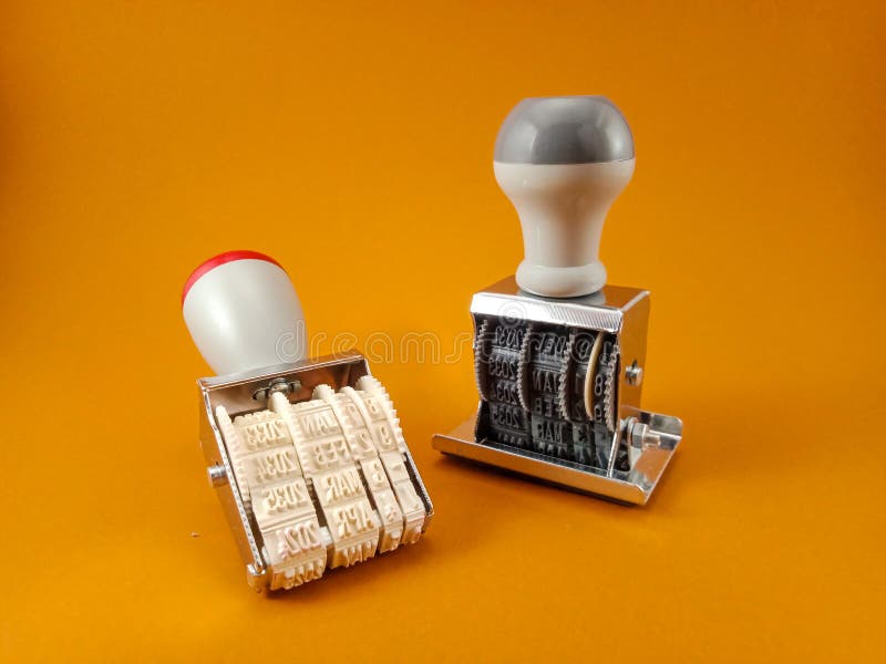 Two Rubber Date Stamps Light Brown Background Stock Photos - Free ...