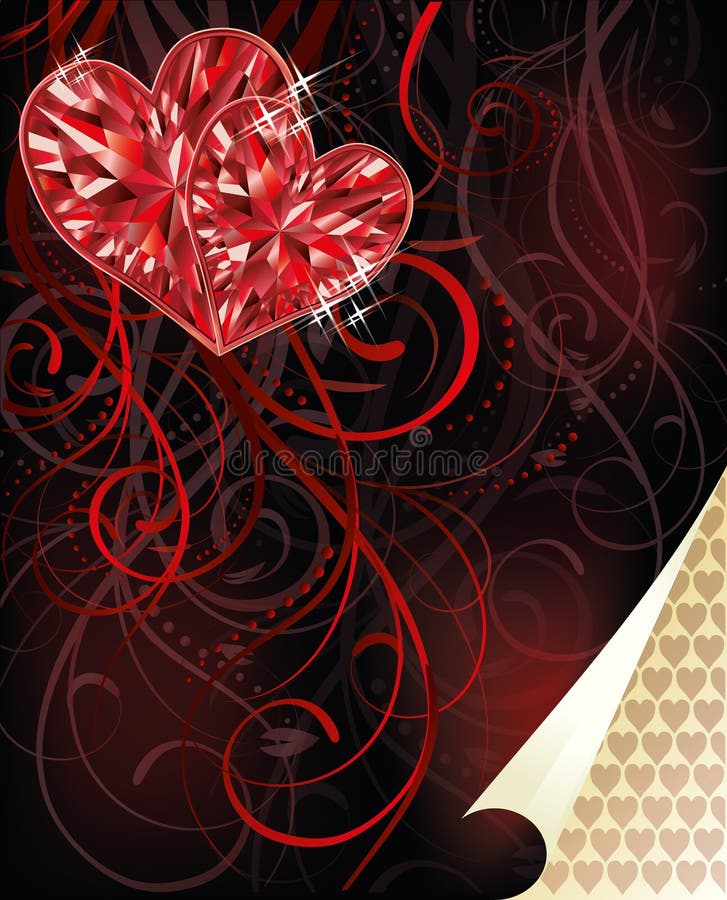 Two ruby hearts, love card stock vector. Illustration of congratulation ...