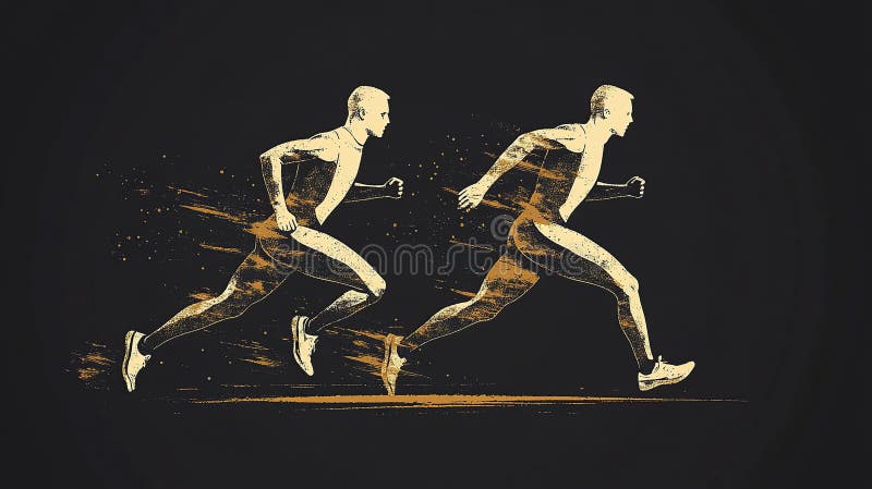Two runners in motion stock illustration. Illustration of graphic ...