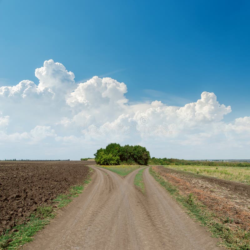 Two Rural Roads To Horizon and Clouds Stock Photo - Image of country ...