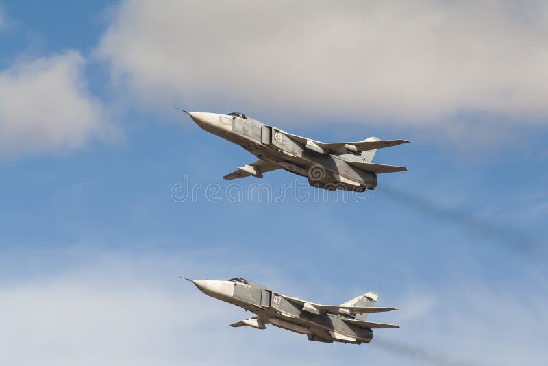 Two russian fighters su-24 stock photo. Image of military - 90253404