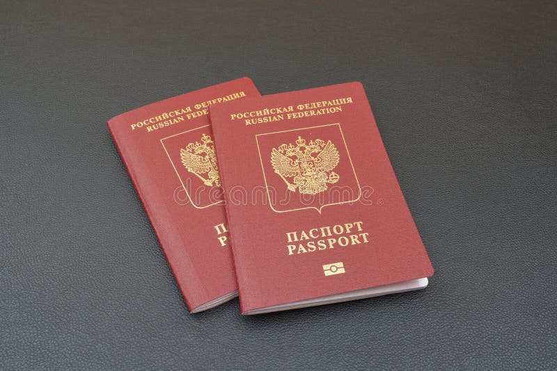 Two Russian Passports on Black Background Stock Image - Image of ...