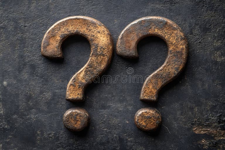 Rustic Question Marks on Textured Dark Surface - Symbol of Inquiry and ...