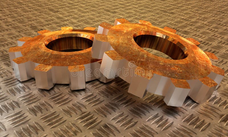 Two Rusty Gears Lying One upon Another Stock Illustration ...