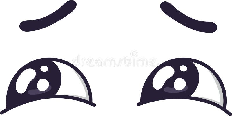 Two Sad Cartoon Eyes are Expressing Sadness, Looking Down with Eyebrows ...