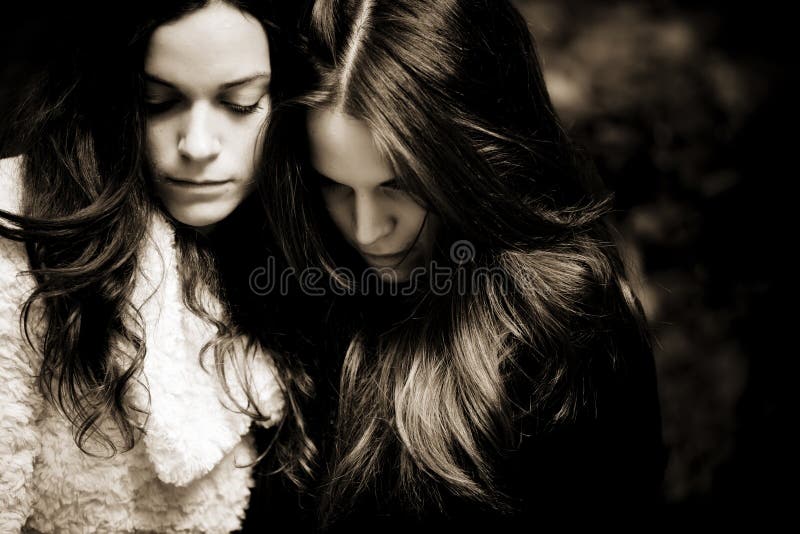 Two sad girls stock photo. Image of secret, emotion, communication ...