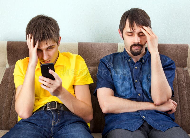 Two Sad Men stock photo. Image of anxiety, problem, cellphone - 127033028