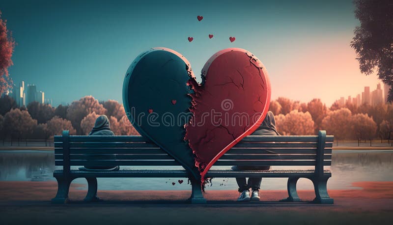 Two Sad People Sit on a Bench, Realizing that Their Love Has Come To an ...