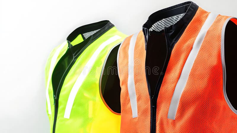 Two Safety Vests, One Yellow and One Orange, are Displayed Side by Side ...