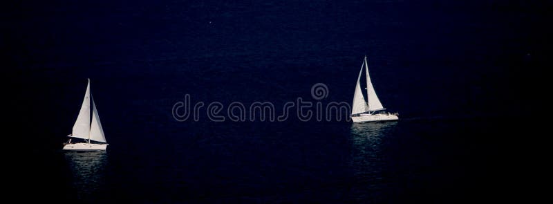 Two Sailing Boats at Night stock image. Image of sail - 2635999
