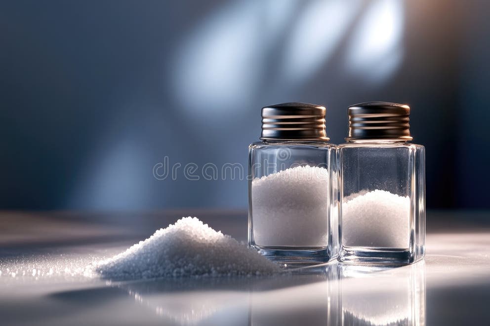 Two Salt Shakers Sitting on a Table Stock Image - Image of generated ...